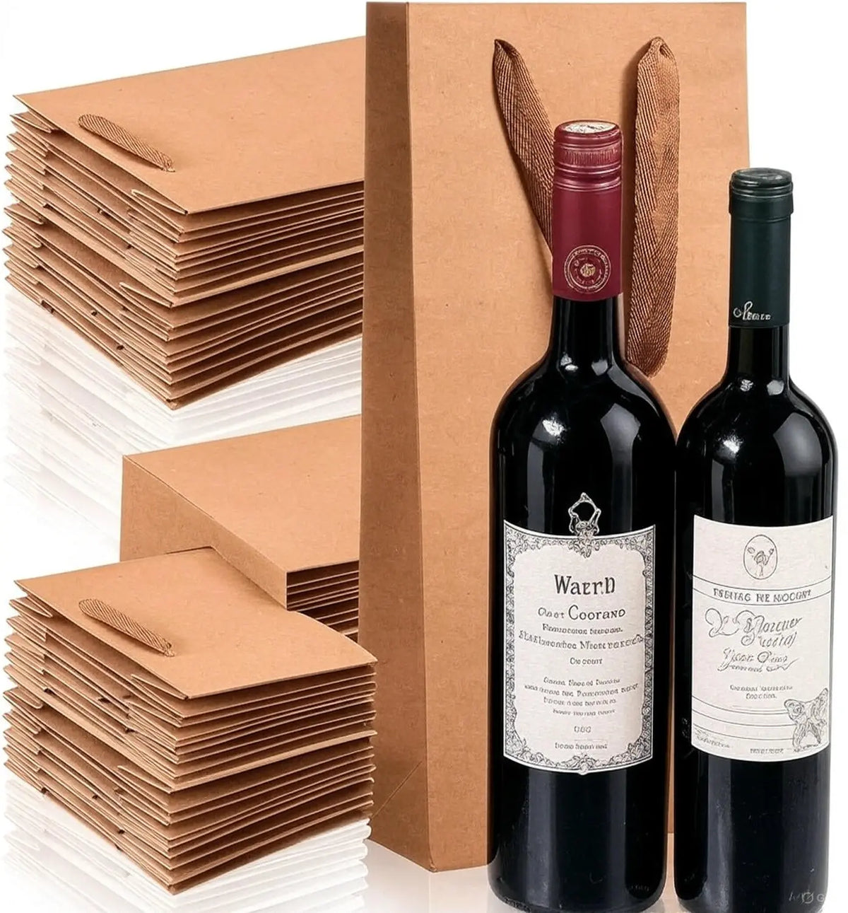 Two-Bottle Wine Carrier Gift Bags – 10-Pack, Reusable ...